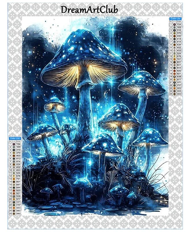 Алмазная живопись Волшебные грибы 5D Square 40x50cm
