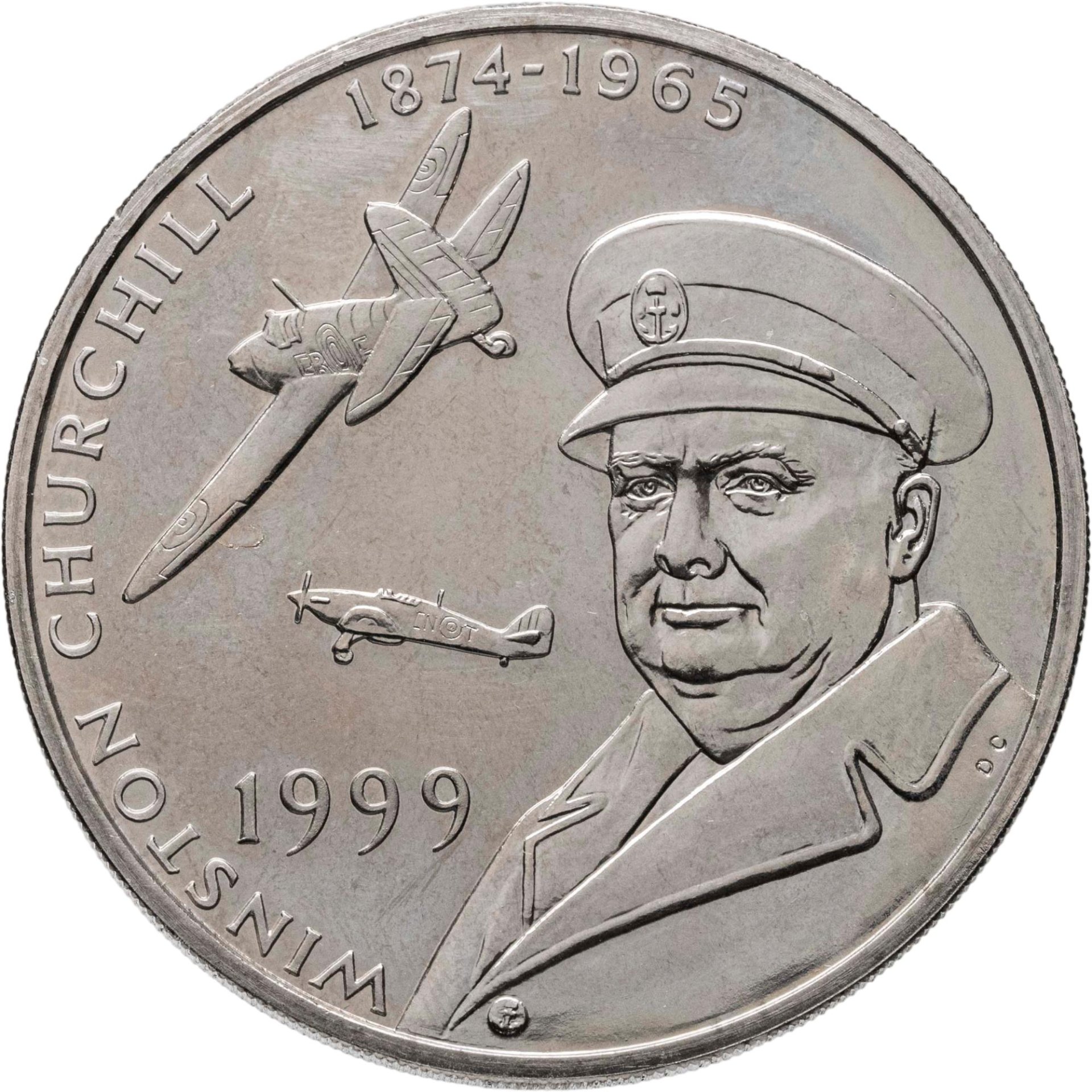 Тристан-да-Кунья 50 пенсов 1999 Уинстон Черчилль, Мельхиор медь-никель, в сохранности BUNC