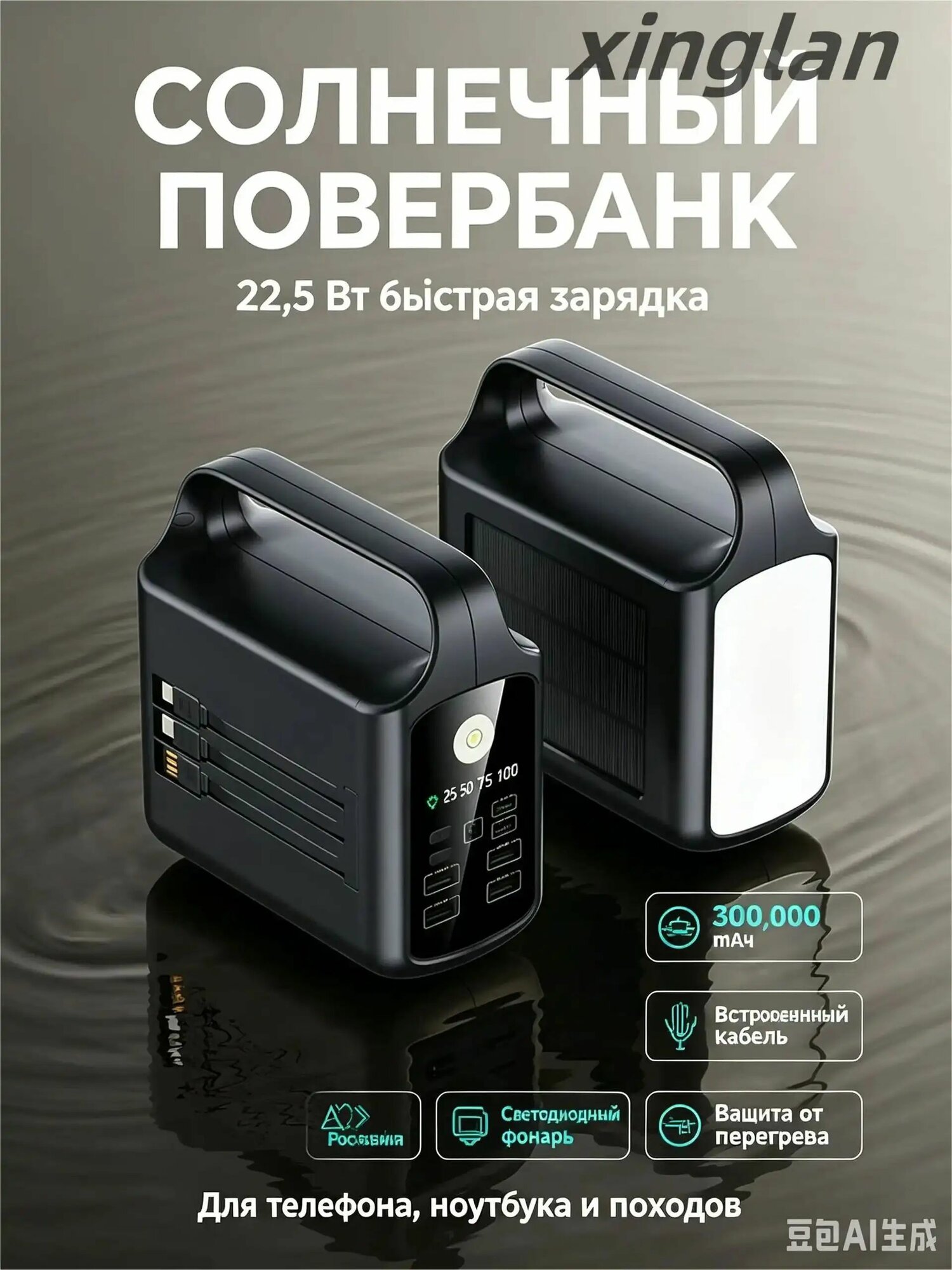 Внешний аккумулятор, 300000 мАч, 22.5 Вт, позволяющий быстро зарядить мобильные устройства