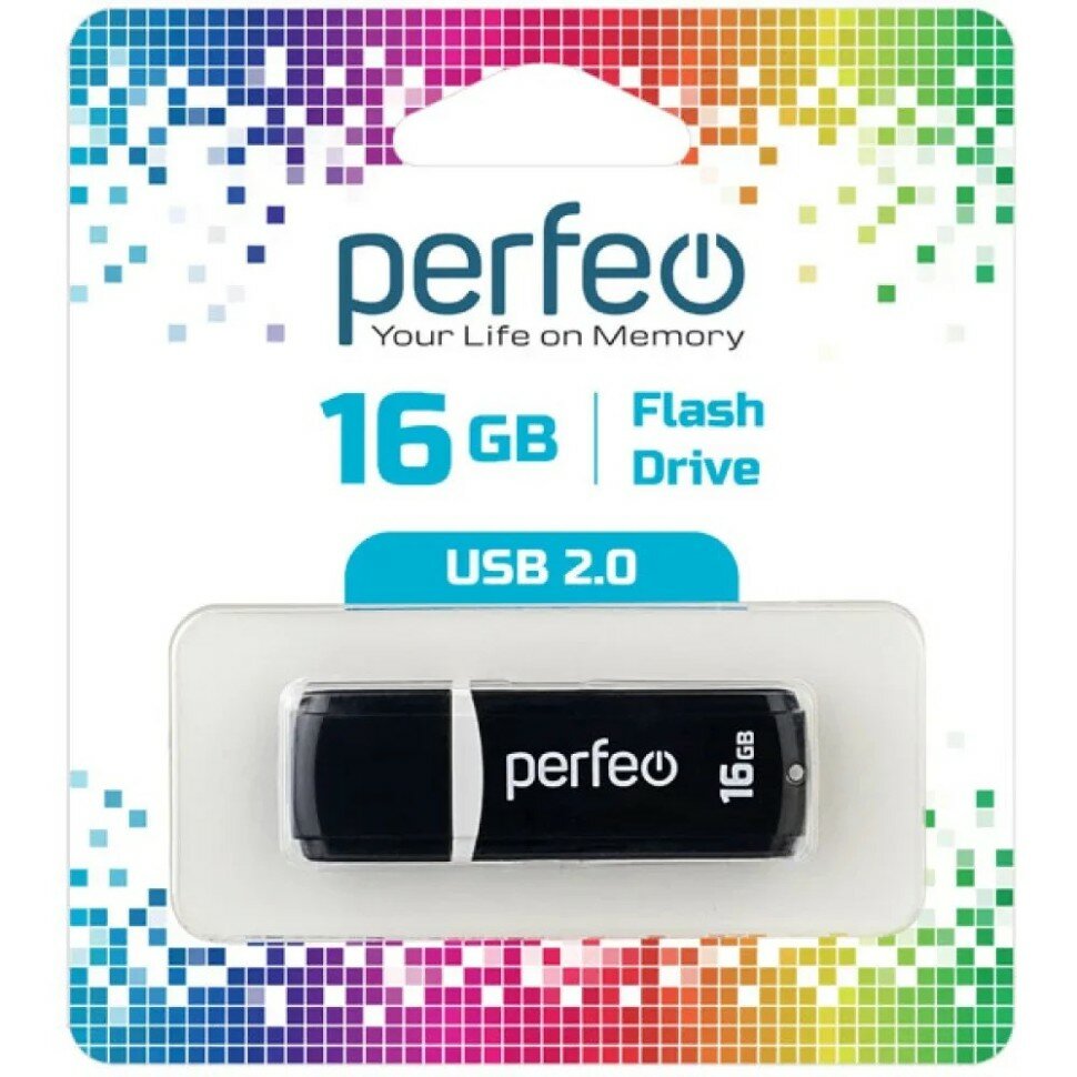 Флешка USB Flash PERFEO PF-C02B016 USB 16GB черный BL1
