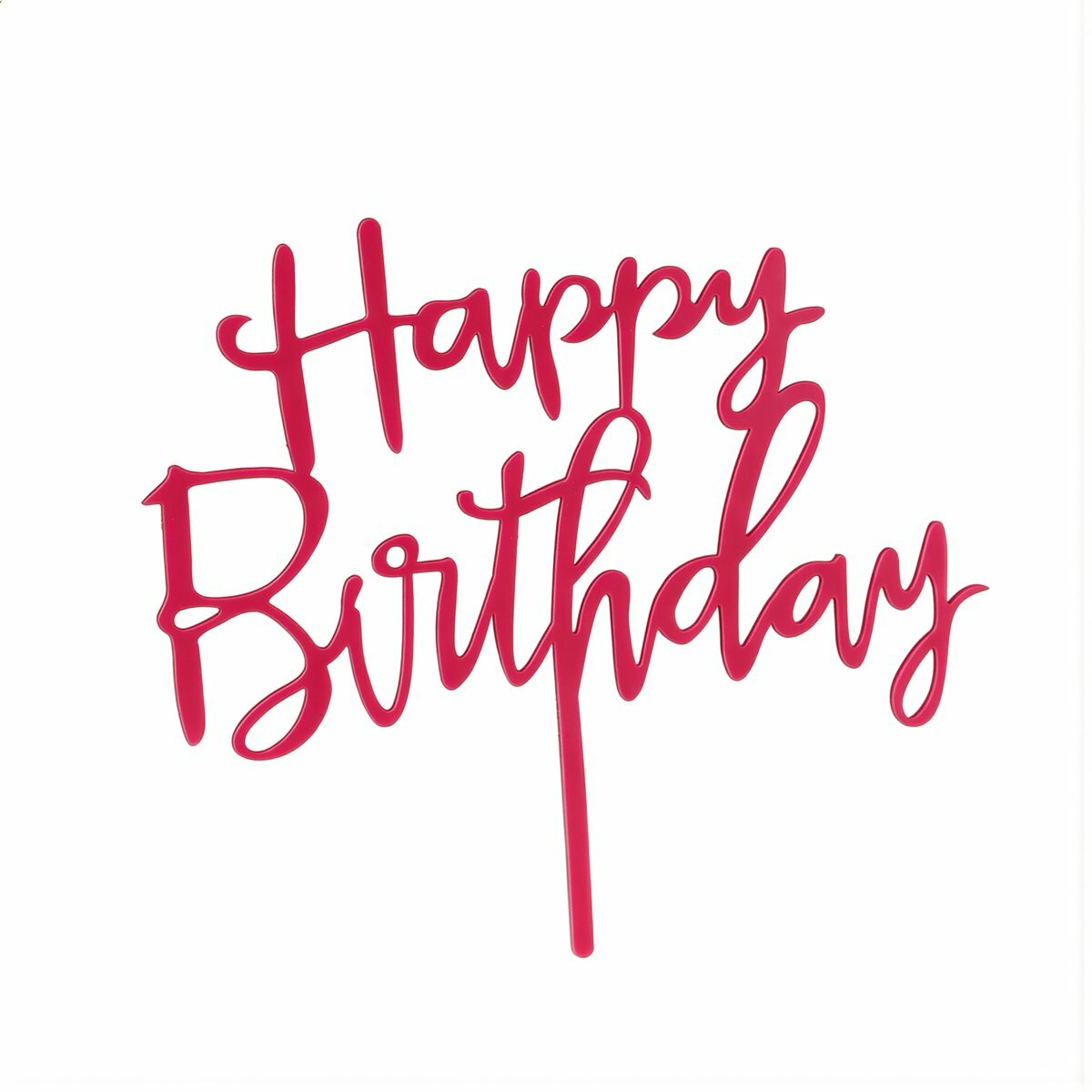 Топпер для торта акриловый с надписью Happy Birthday идеально подходит для празднования дня рождения родных и друзей, 854 малиновый розовый