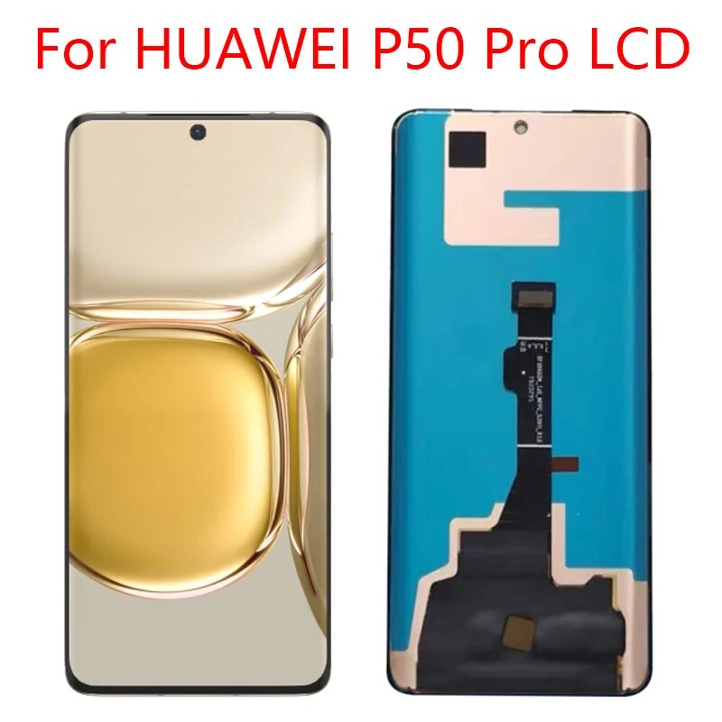 6,6-дюймовый AMOLED для Huawei P50 Pro ЖК-дисплей с цифровым преобразователем Gold With Frame