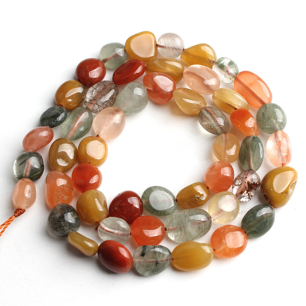 Натуральные бусины из кварца с рутилом 6-8 мм, около 47 шт, неправильной формы, для создания украшений своими руками