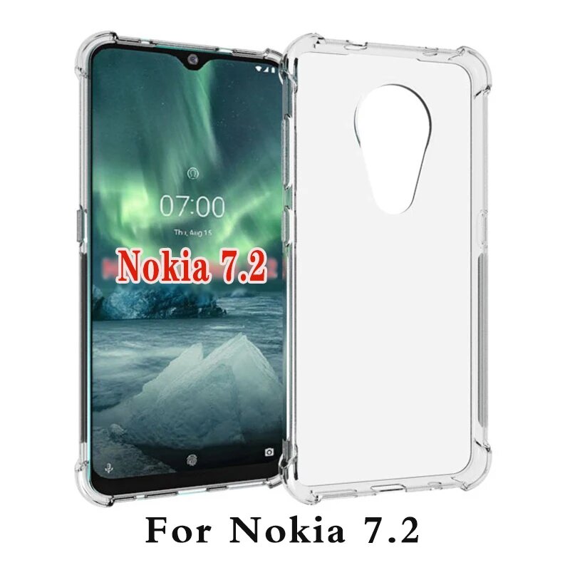 Для Nokia 7.2 Nokia7.2 Чехол на воздушной подушке Противоударная подушка безопасности Силиконовая мягкая задняя крышка Прозрачный чехол для Nokia 7.2 TA-1193 TA-1178