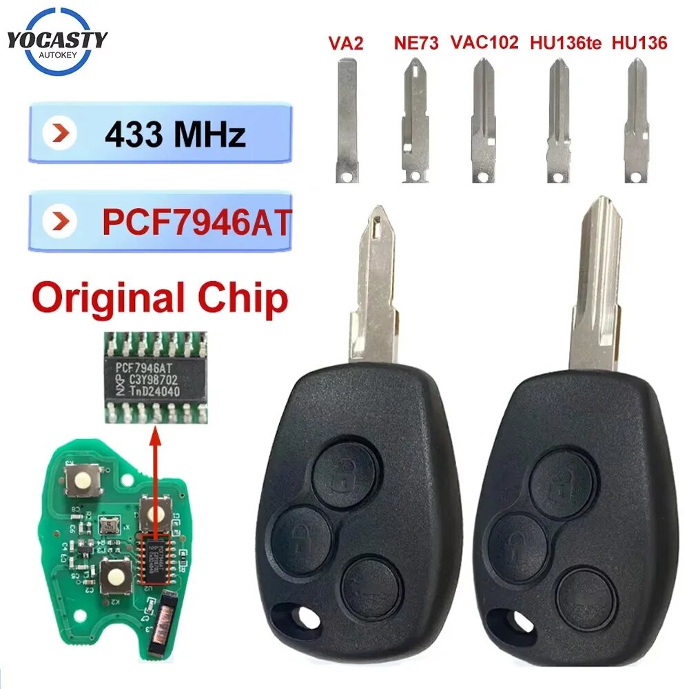Оригинальный чип PCF7946AT, 433 МГц, дистанционный ключ для VAC102 Blade, PCF7946AT 2 Buttons