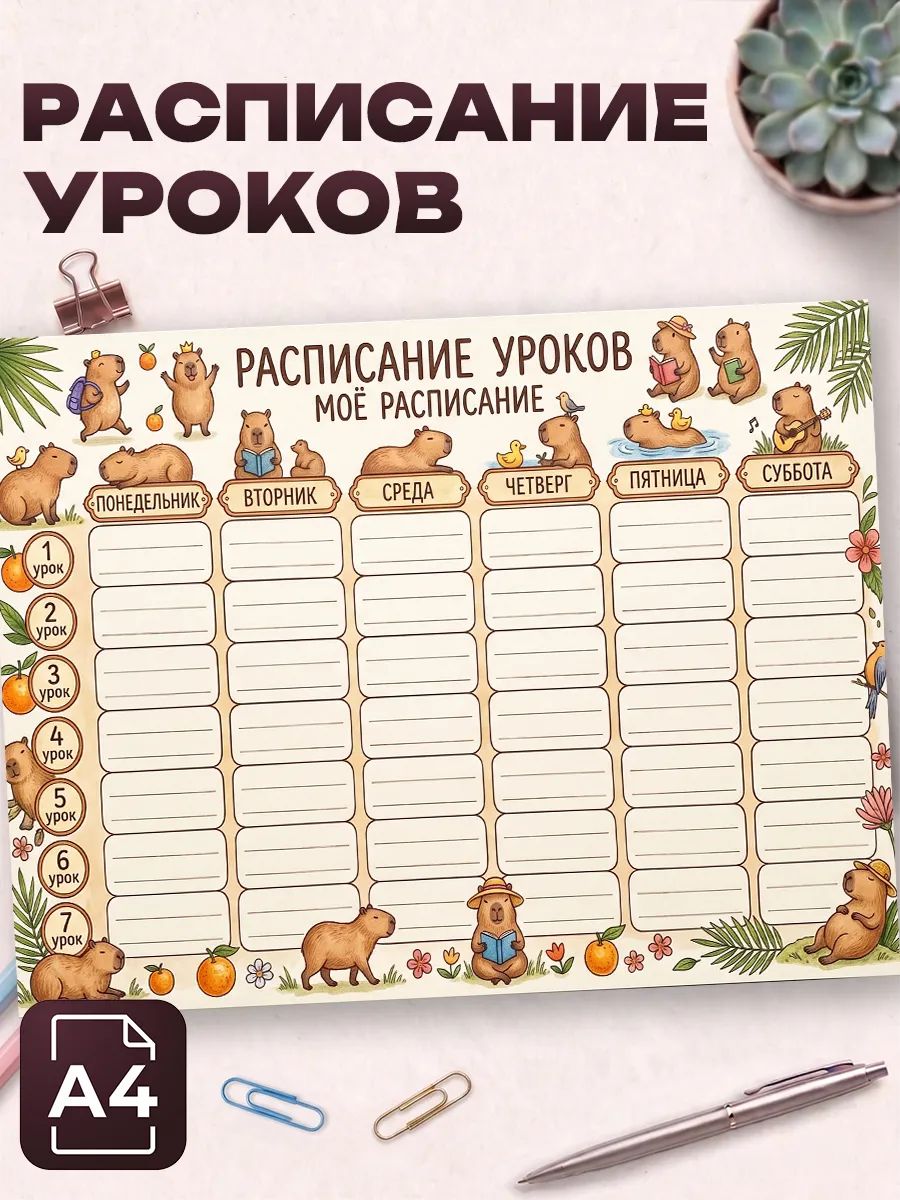 Расписание уроков капибары