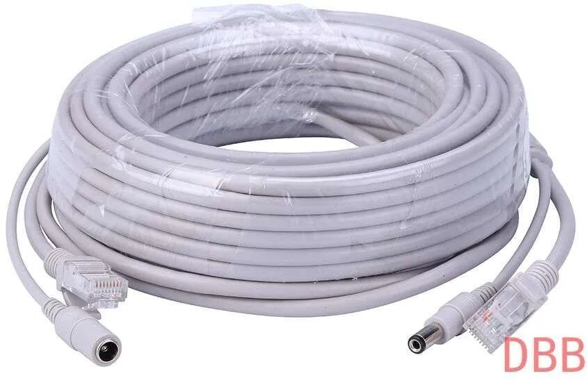 Кабель для компьютерной периферии DC 5.5 x 2.1 мм/DC 5.5 x 2.1 мм, RJ-45, 30 м, серый