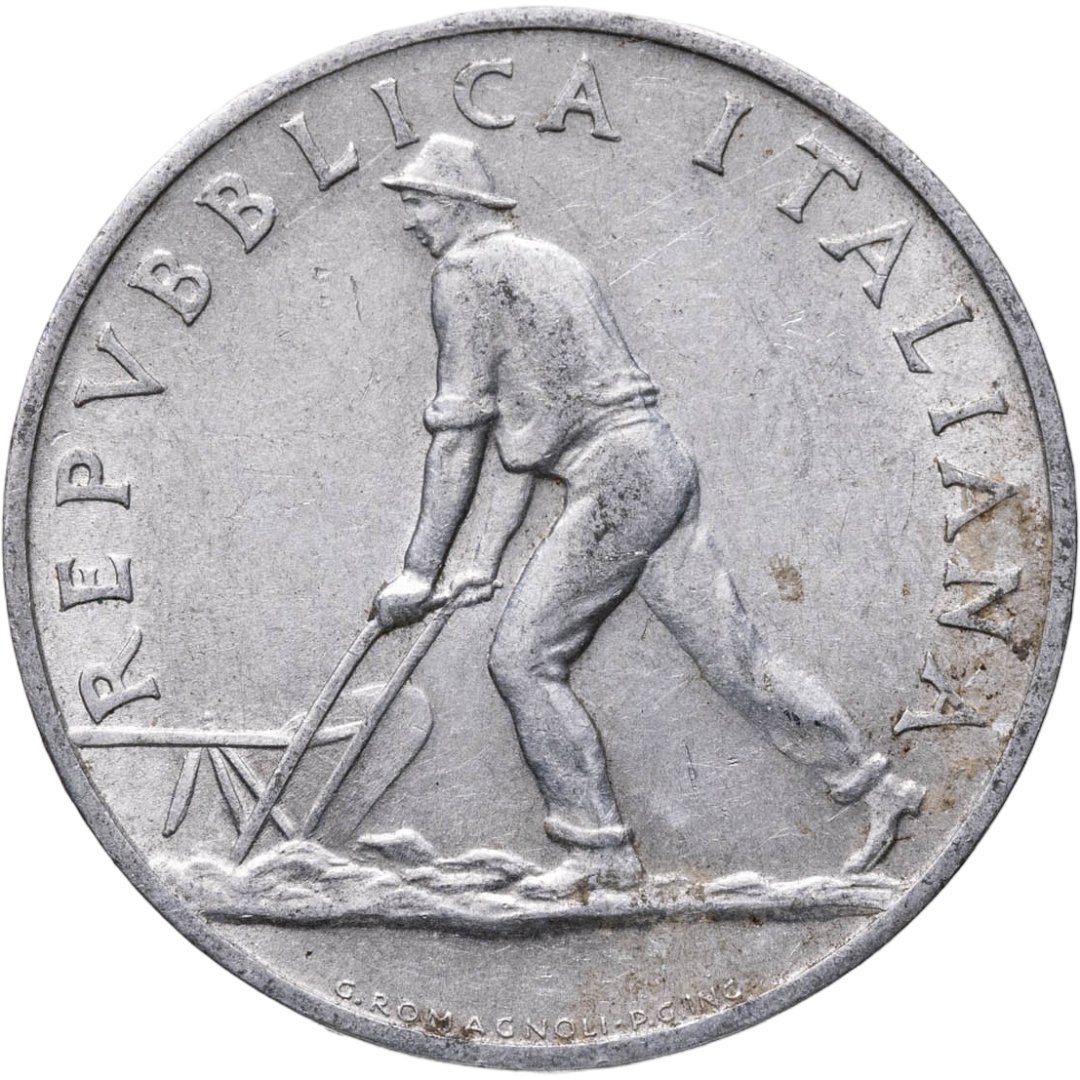 Италия 2 лиры 1948, Алюминий, в сохранности XF