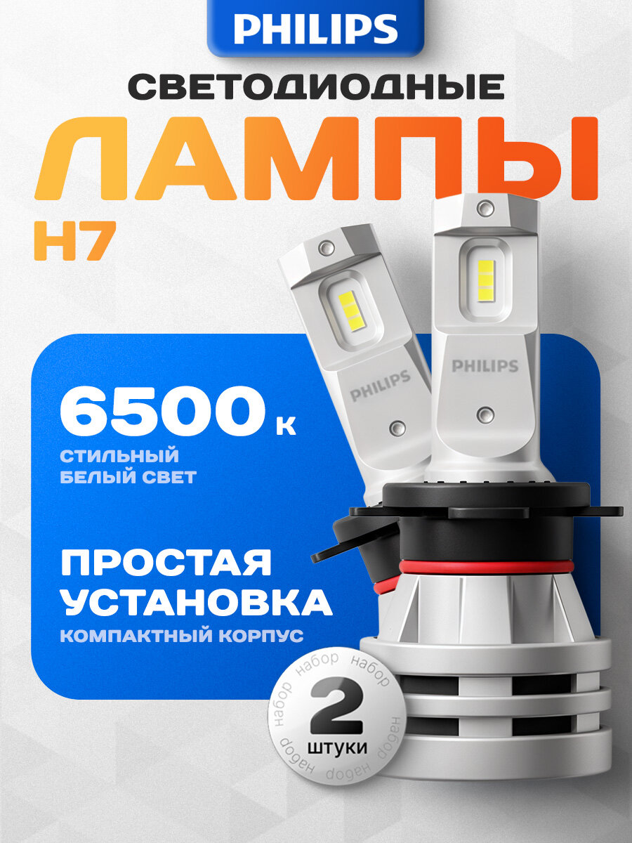 Светодиодные лампы Philips H7 Ultinon Pro3001 LED 6500K, 2 шт. 11972U3001X2