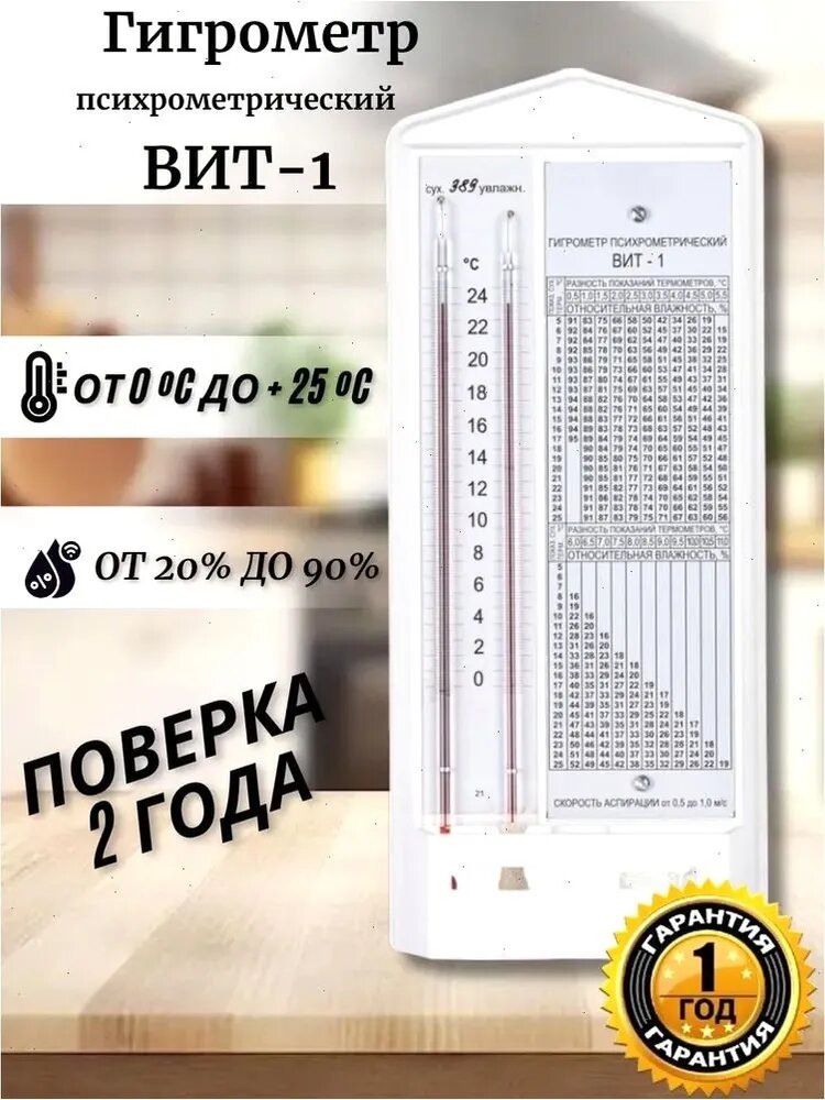 Гигрометр психрометрический ВИТ-1 для измерения влажности и температуры с поверкой на два года Гигрометр
