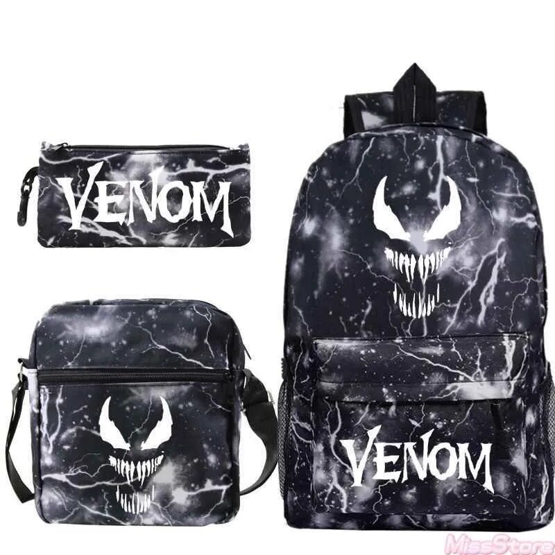 CEXIE HOME Cумка школьная 3 в 1 для мальчика и девочки, рюкзак Venom, набор из 3 предметов