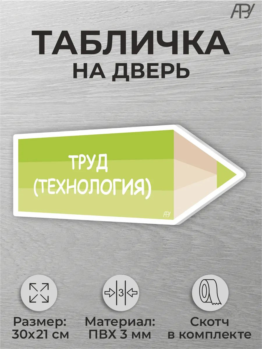 Школьная табличка на дверь класса Труд (техноология)
