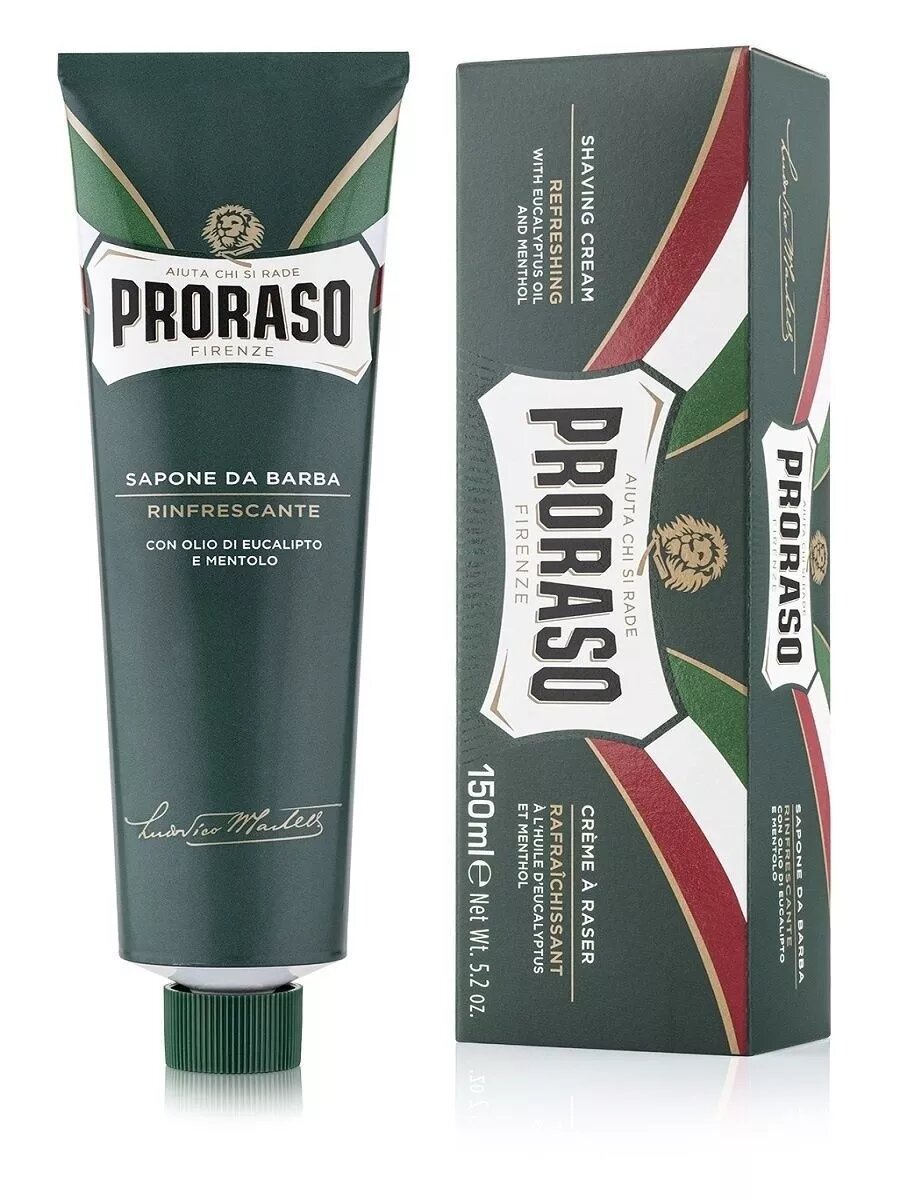 Крем для бритья PRORASO освежающий с маслом эвкалипта и ментолом мужской, 150мл
