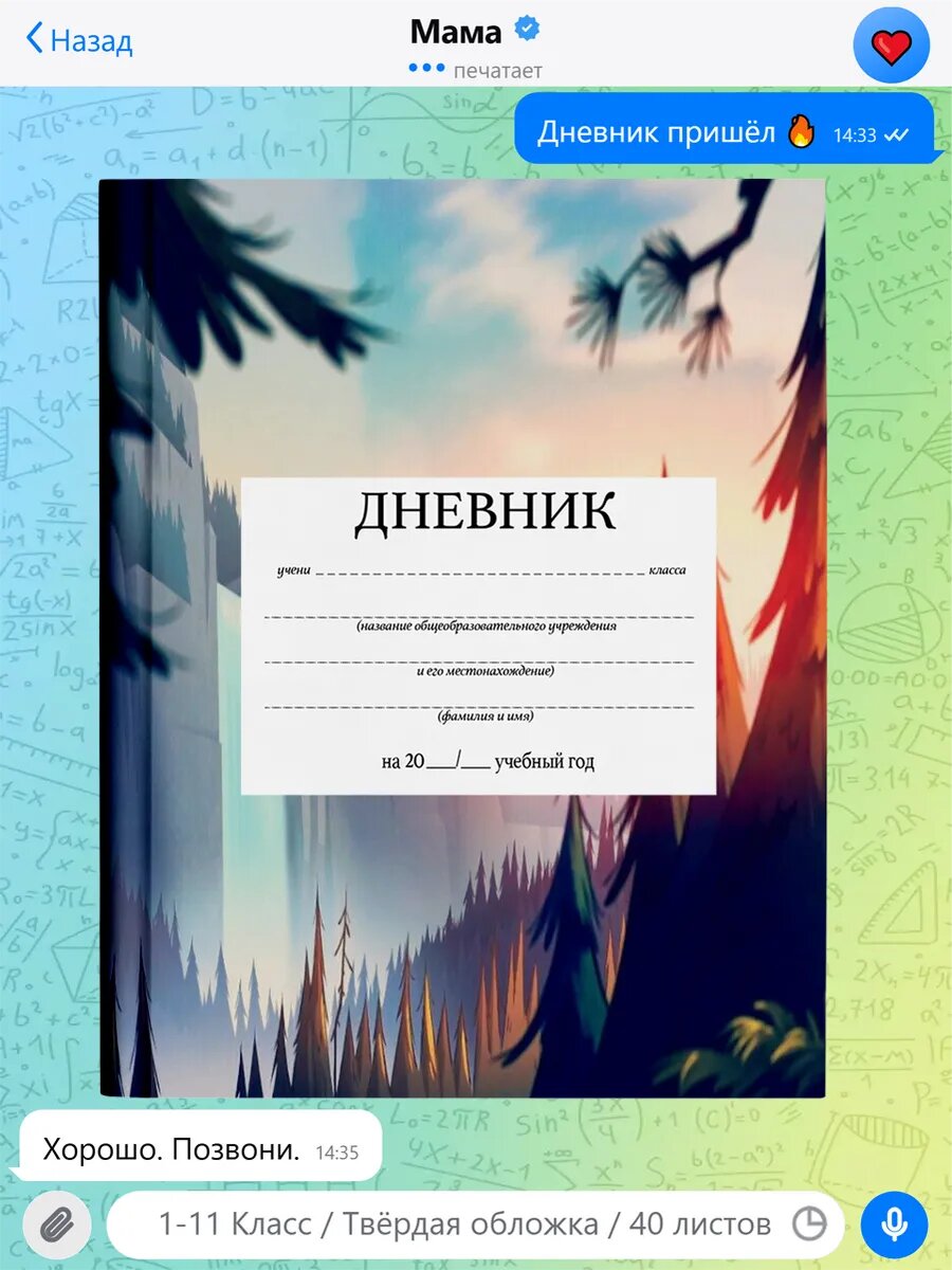 Школьный дневник с принтом Гравити Фолз