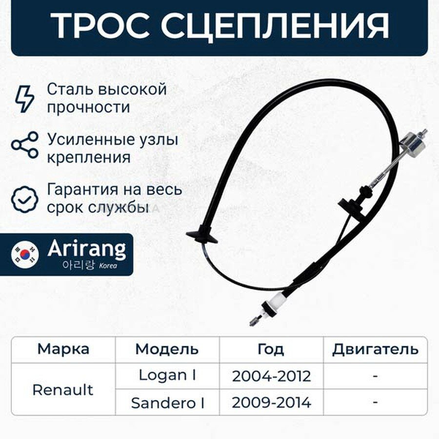 Трос сцепления RENAULT LOGAN/SANDERO 04- ARIRANG ARG132100