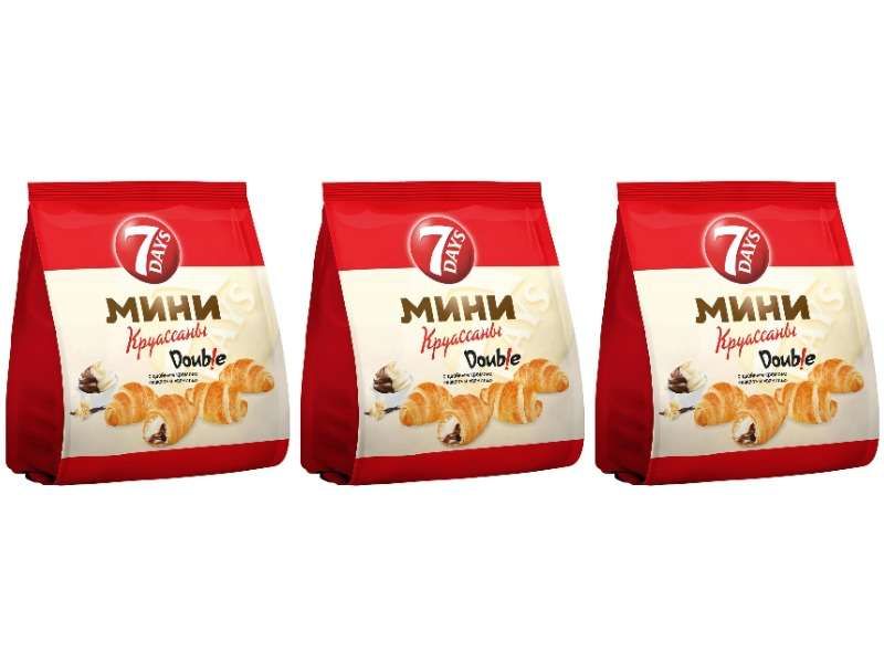 7 Days Double Мини круассаны c начинкой Ваниль-Какао, 265 г,3 шт