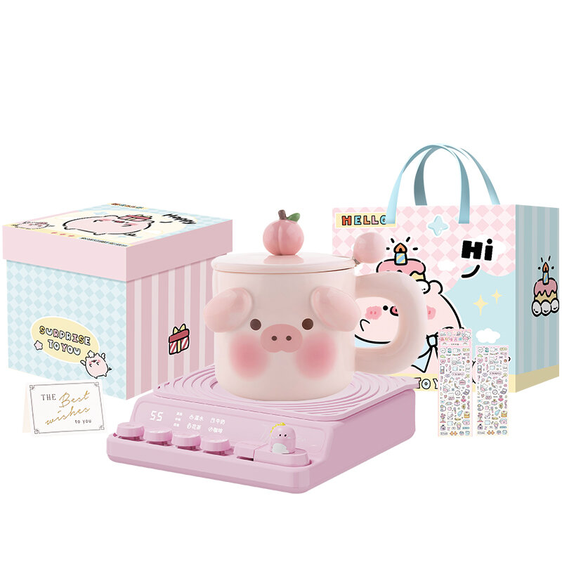 Электрический подогреватель кружек CHIELYUAL P21A White+Glass Cup (Romantic Cherry Blossom Box), розовый