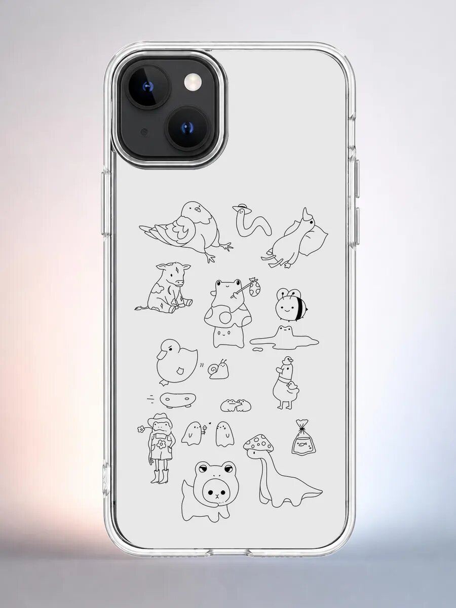 Чехол iPhone 14 персонажи мини набор силиконовый