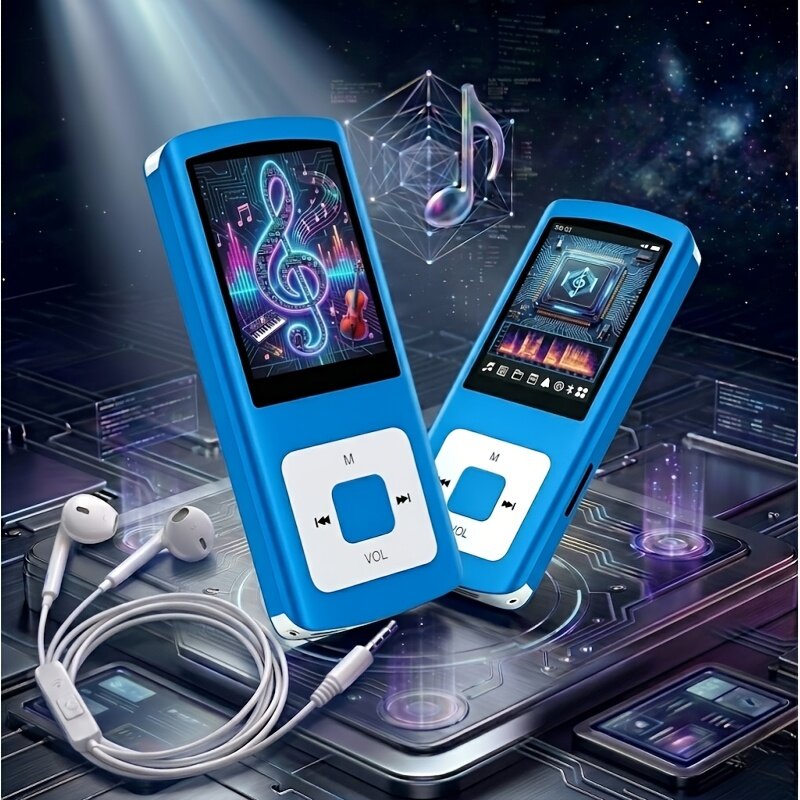 Портативный MP3-плеер с LED-экраном, просмотром видео и фото, диктофоном, будильником и поддержкой электронных книг, синий