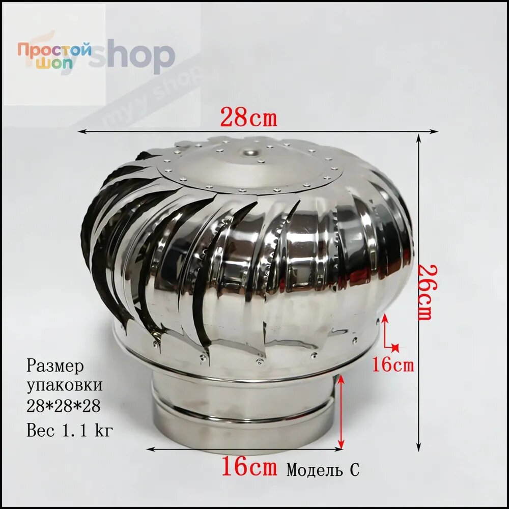 Крышный вентилятор из нержавеющей стали, тип 160C