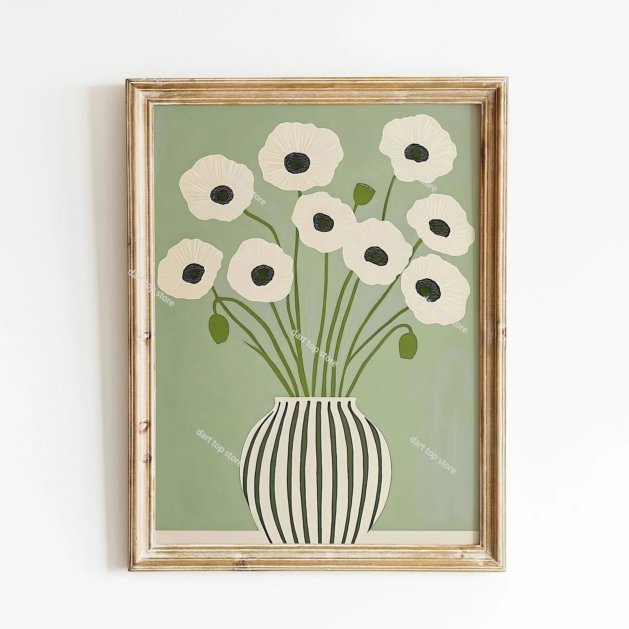 Цветочная картина на холсте Зеленый, DA5451, 30x45cm Unframe