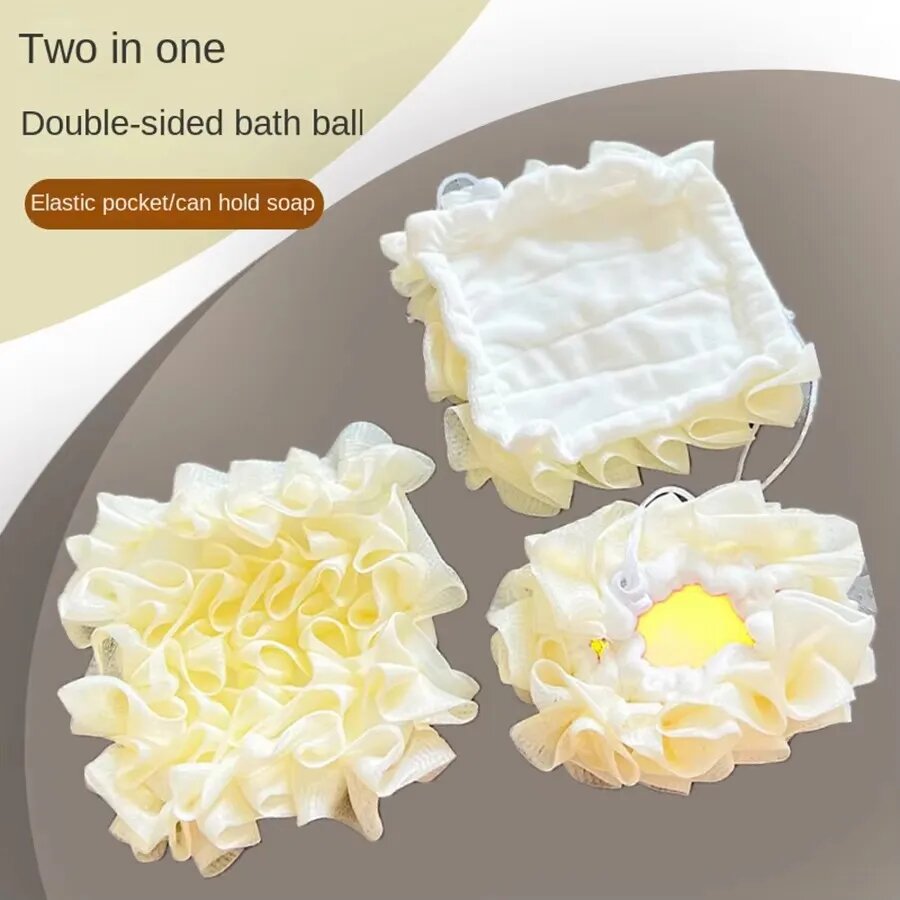 Кружевная мочалка для душа 2-в-1 White 2-Pack