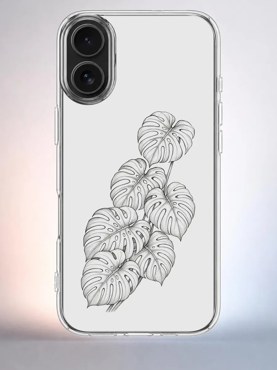 Чехол iPhone 16 монстера карандаш силиконовый