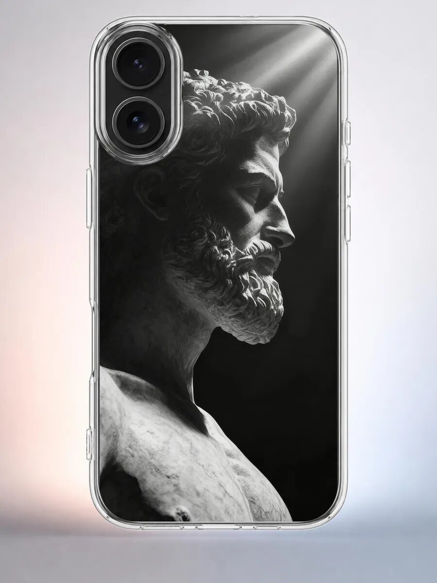 Чехол iPhone 16 статуя философа силиконовый