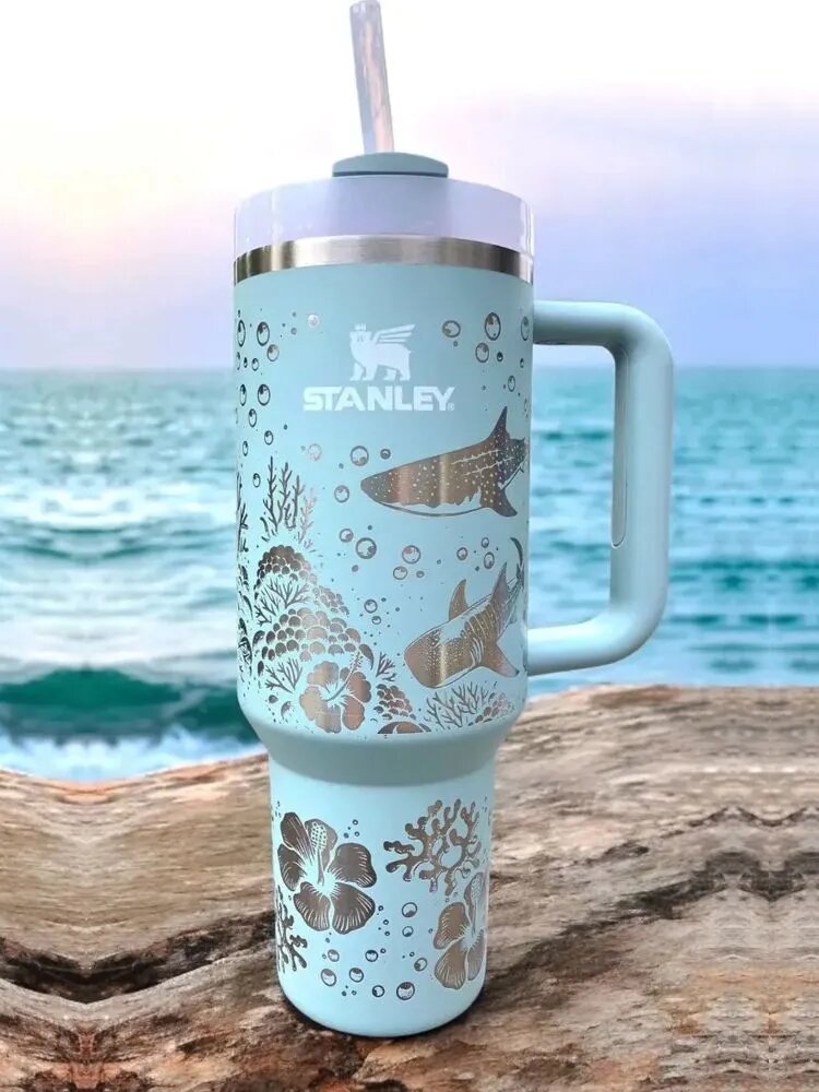 Stanley Термокружка 1.18 л, холод 11 ч, тепло 7 ч, с ручкой, непроливайка, голубой