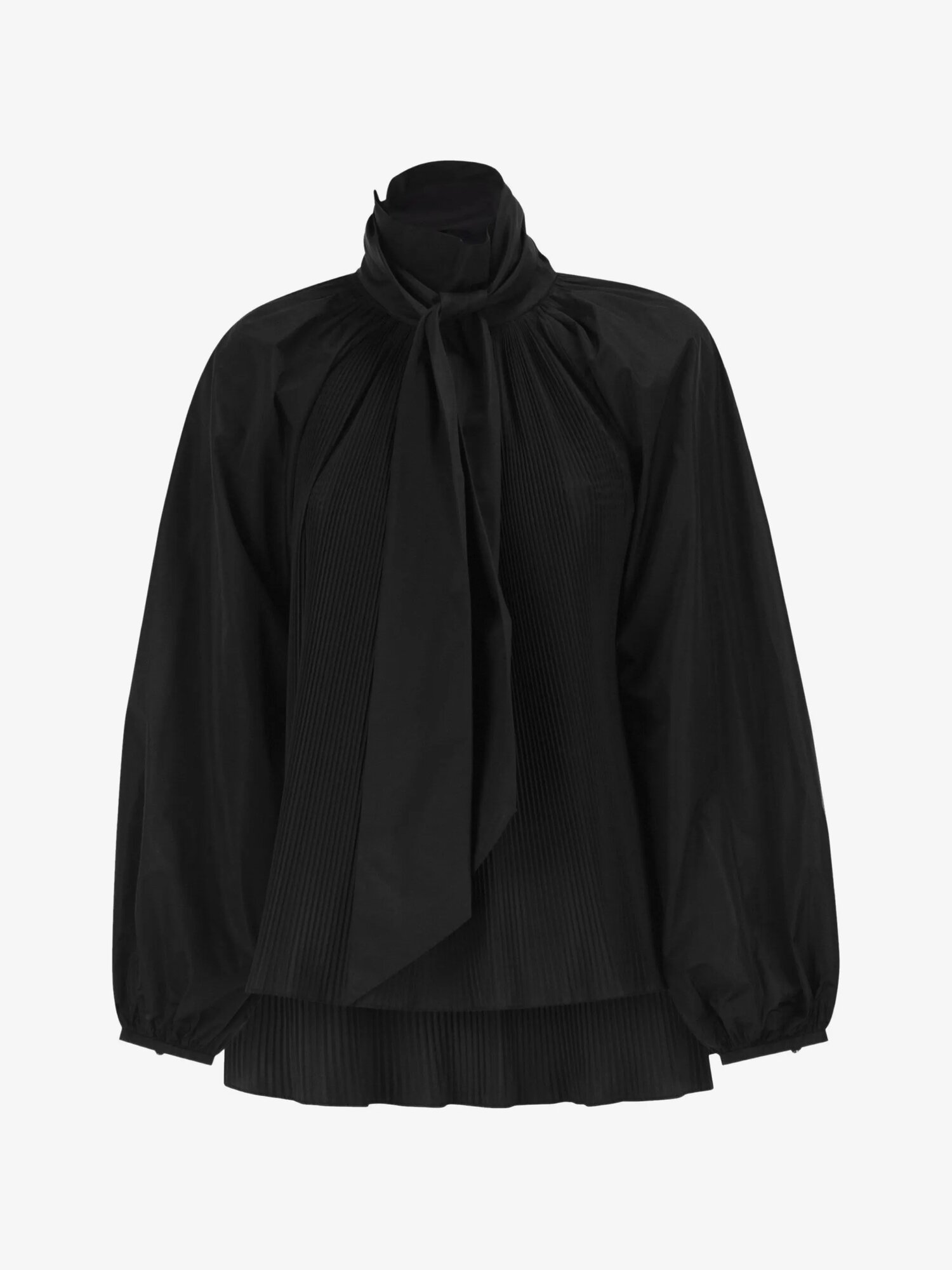 Блуза Max Mara Pleated neck-bow blouse, размер 42, черный