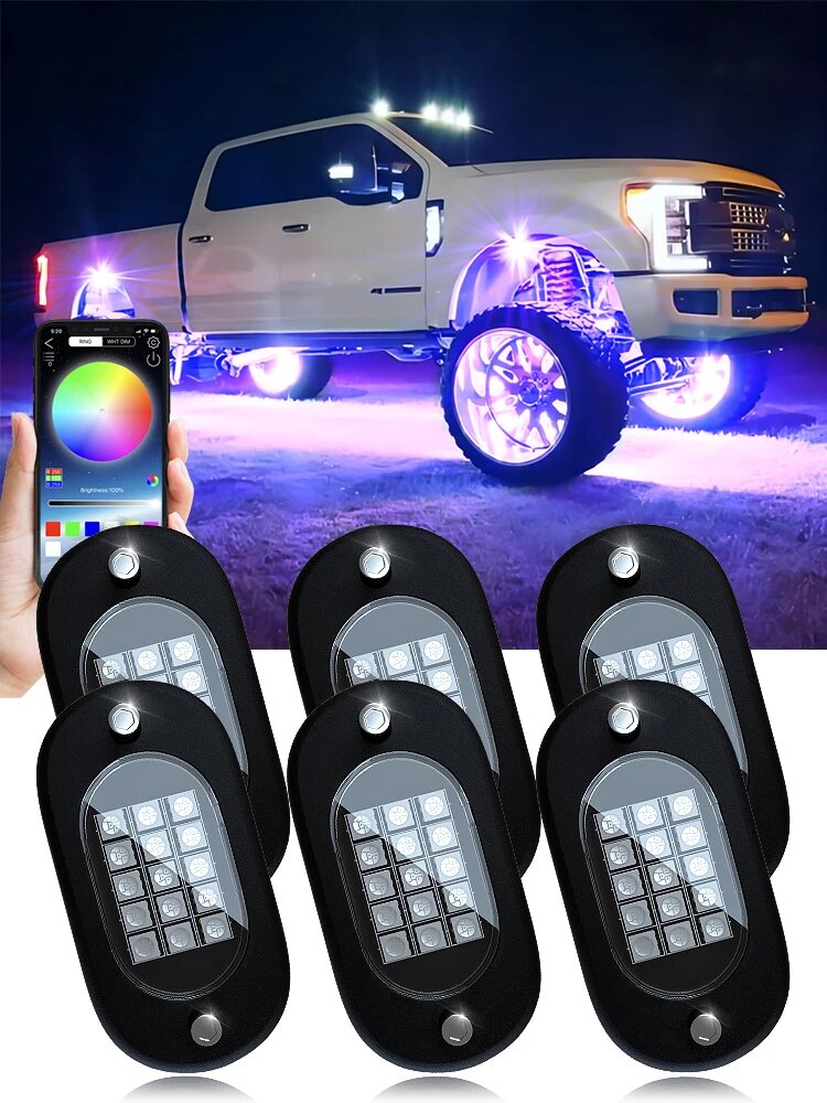 RGB Светодиодные Фонари для Внедорожника, 6 Pods