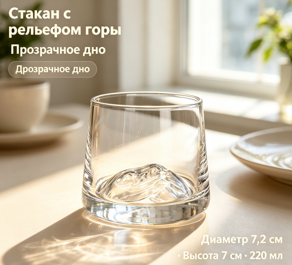 Оригинальный стакан с дном‑горой, атмосферный бокал для алкоголя, декор для стола, подарочный стакан