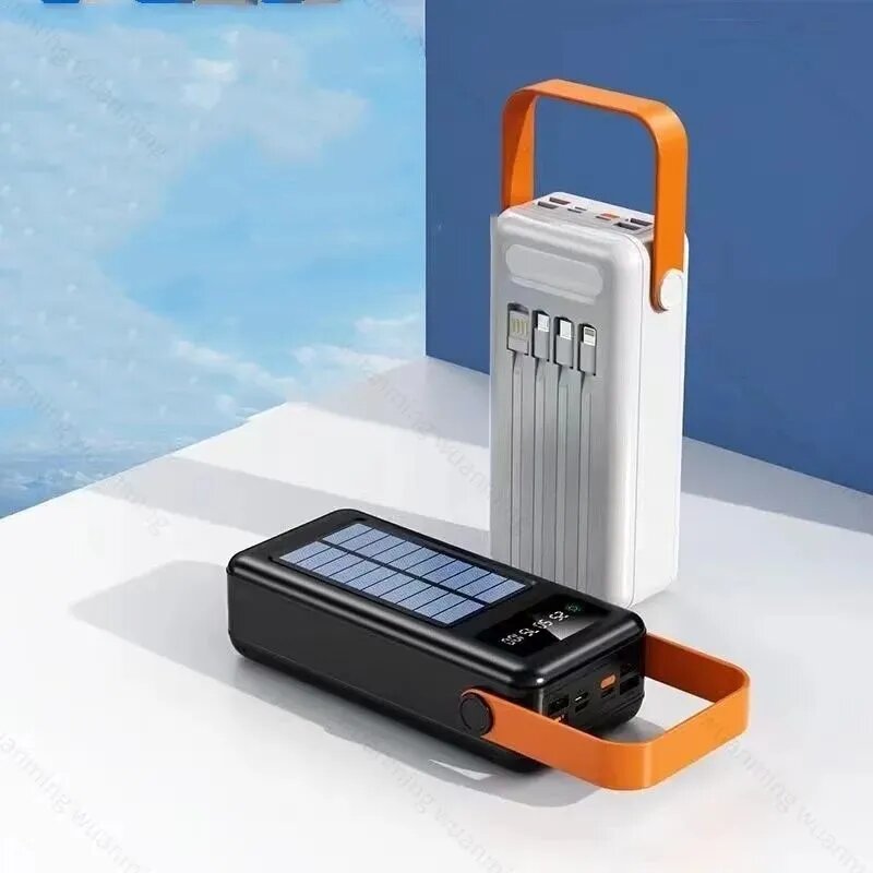 GM Повербанк 100000 mAh, внешний аккумулятор, power bank с быстрой зарядкой, солнечной батареей, фонариком