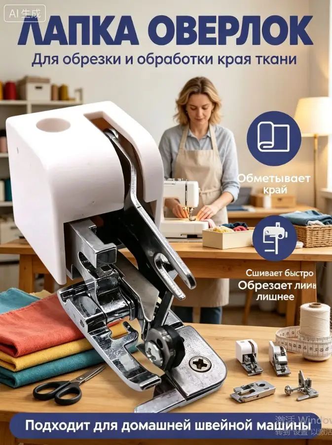 Верхний траспортер, лапка для швейной машины с ножом, 1 шт