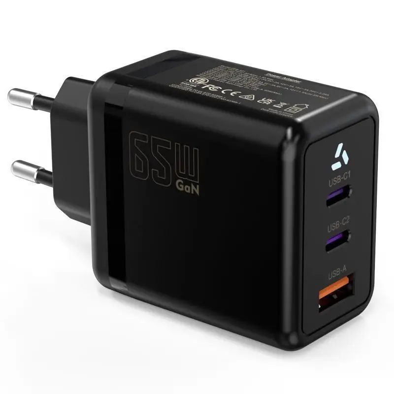 Зарядное устройство для iphone и андроид 65W, GaN, блок питания USB - A и Type-C для телефона с быстрой зарядкой Quick Charge