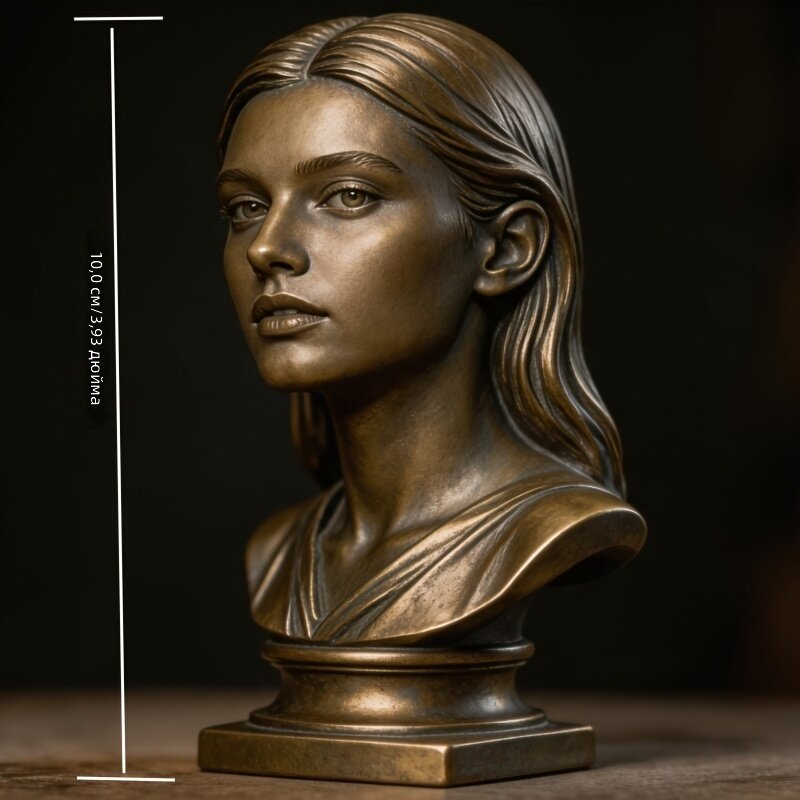 3D скульптура молодого мужчины в реалистичном стиле, бронзовый бюст, модель А-2, 10 см, 1 шт