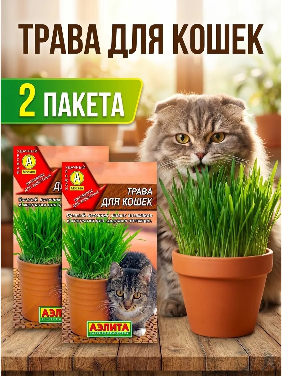 Трава для кошек 2 пакета