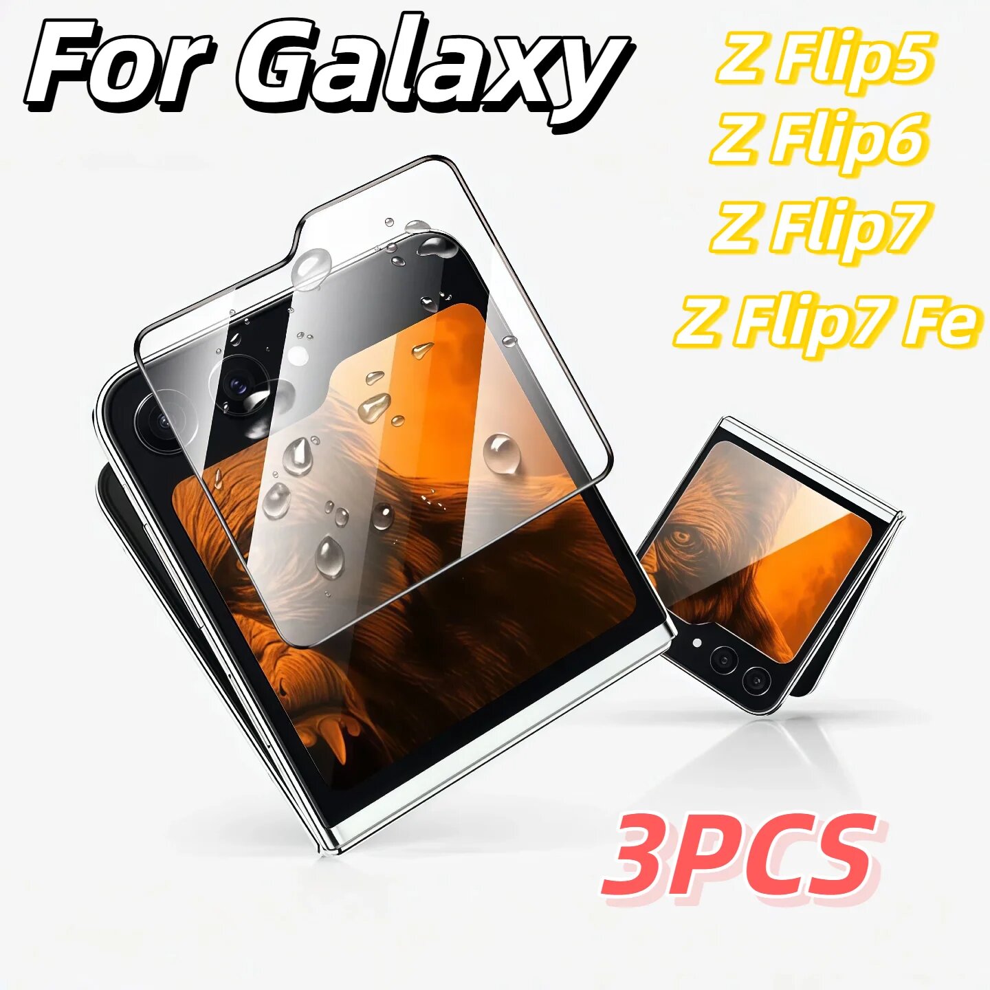 Набор из 3-х защитных пленок для Galaxy Z Flip 5/6/7/7 FE, HD закаленное стекло для Galaxy Z Flip6