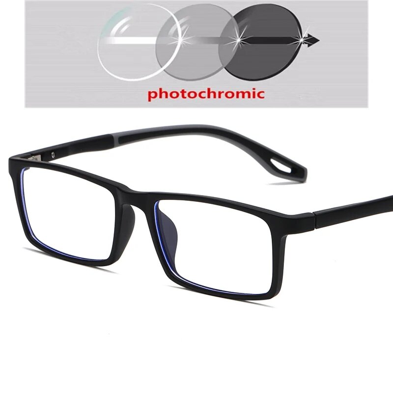 Студенческие очки GSjiaxin для близорукости TR90 Photochromic Gray C2, Черный, Myopia -0.5