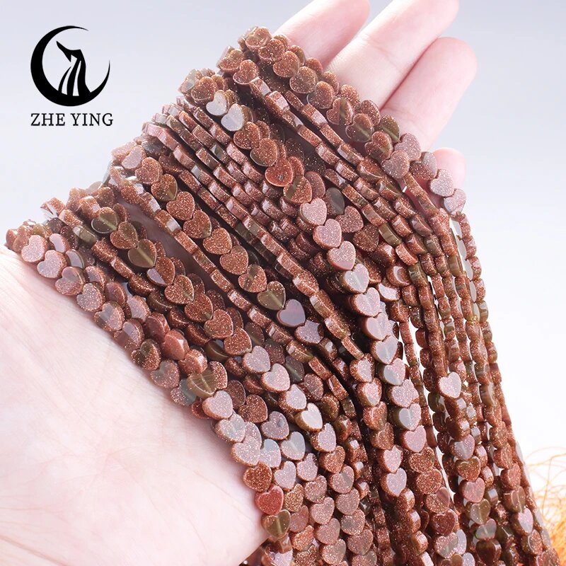 Бусины Zhe Ying сердце авантюрин розовый кварц 6 мм 10 strands(650pcs), 29Gold sand L.2
