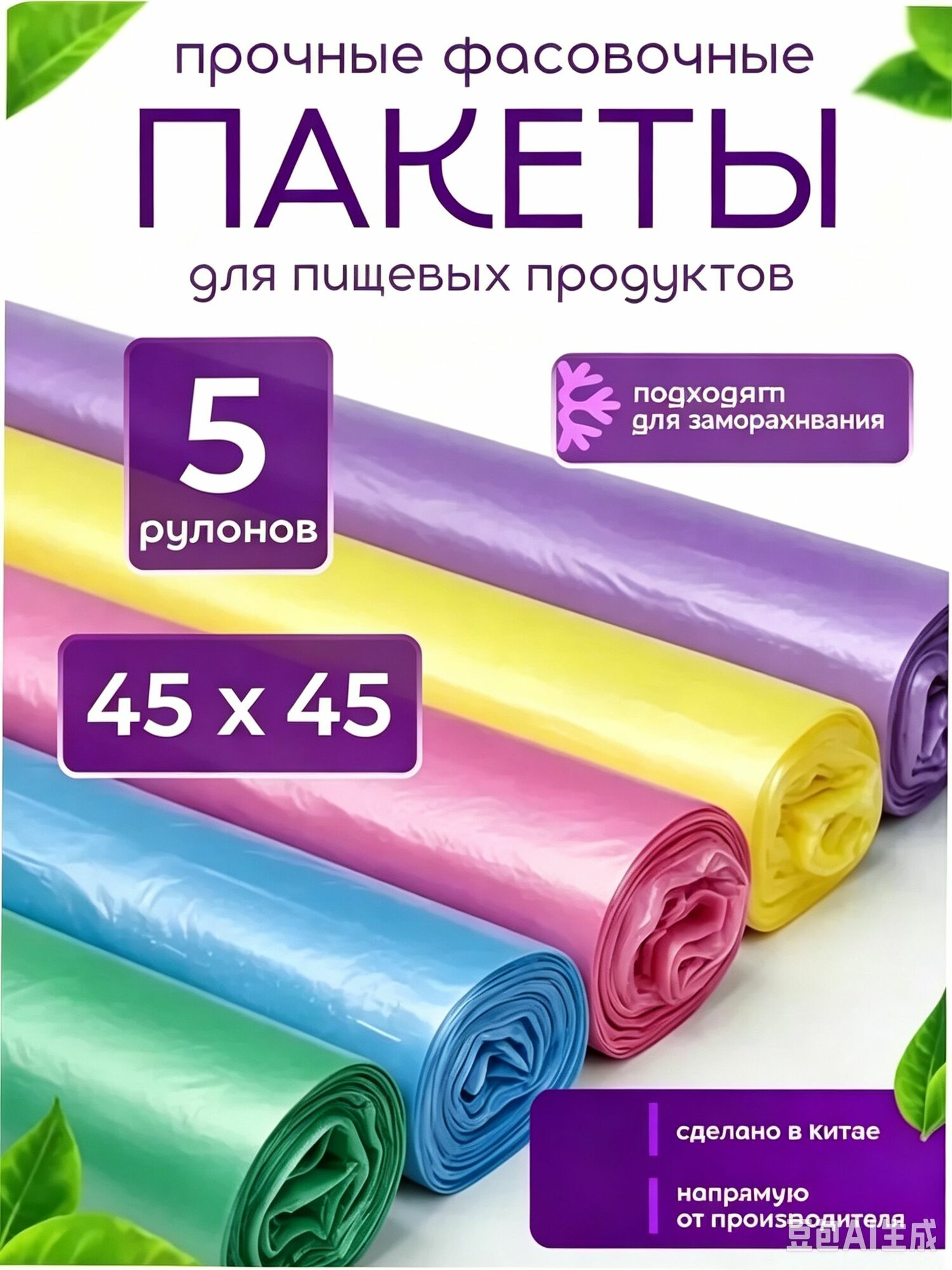 Мешки для мусора, 12мкм, 5 шт