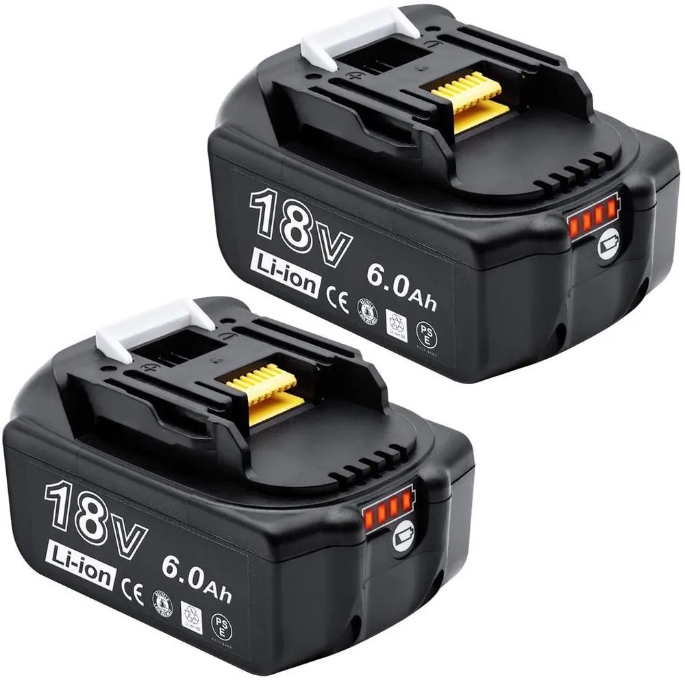 2 штуки Аккумулятор для инструмента18V 6.0Ah Li-Ion BL1860 BL1850B BL1850 BL1840 BL1830 BL1820 BL1815 LXT400