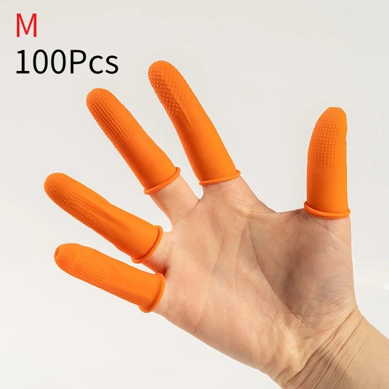 Одноразовые резиновые напальчники антистатические 100 шт. orange M 100Pcs