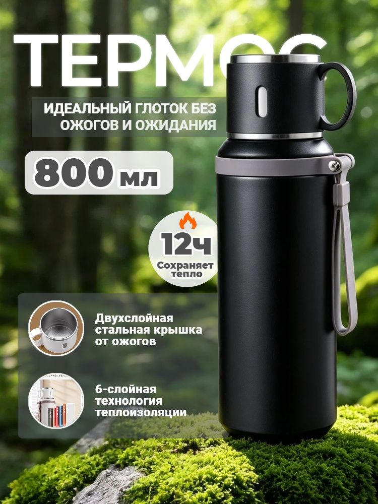 Термос из нержавеющей стали 316 с фильтром, кнопочным открытием и крышкой-чашкой