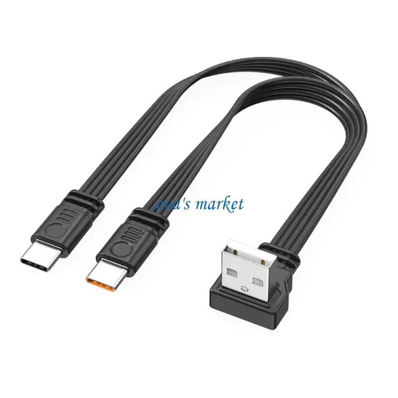 448F Кабель для зарядных устройств USB-двойного типа C, угол 90 градусов, кабель для 15cm, down