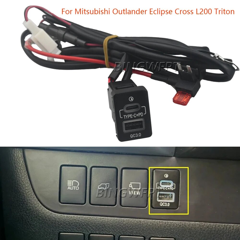 Автомобильное USB-зарядное устройство PD с быстрой зарядкой, адаптер для зарядки QC3.0 and Type C PD