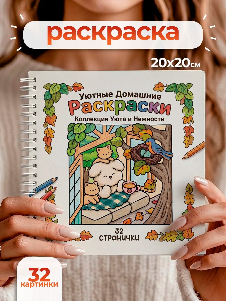 Милая раскраска с животными, антистресс раскраска