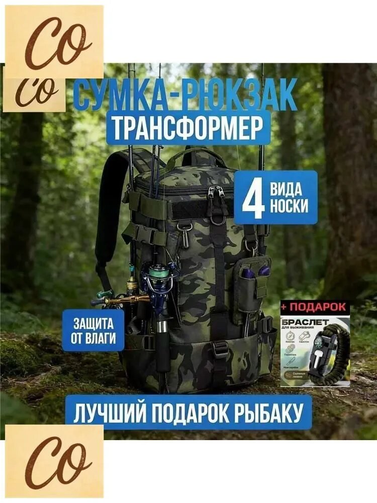 Рюкзак рыболовный трансформер на 16 литров мужской для рыбалки нейлон с защитой от влаги
