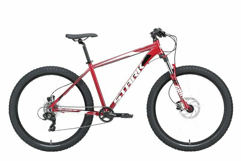 Велосипед взрослый горный Stark Hunter 27.2+ HD, на рост 165-175 см, 7 скоростей, колёса 18", красно-коричневый/никель