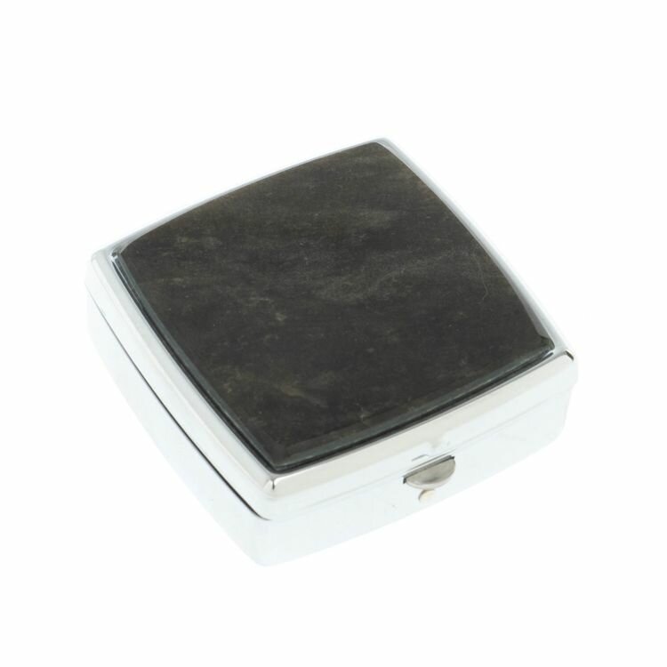 Таблетница на 2 отсека камень золотистый обсидиан цвет серебро 127975